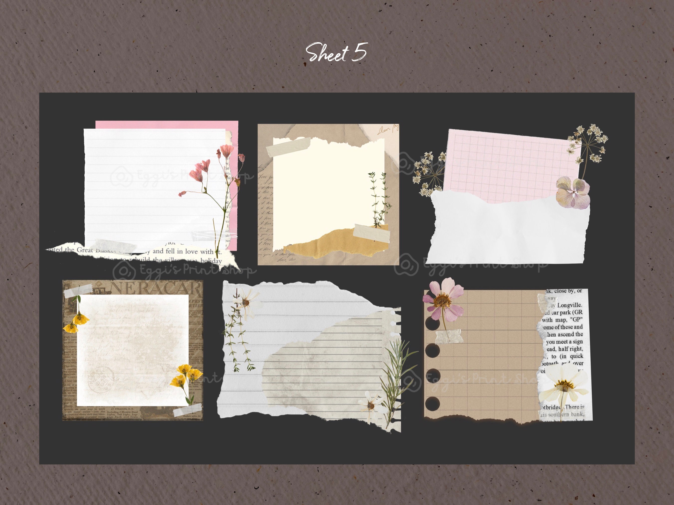 Vintage Torn Paper Digital Stickers Set Sticky Notes Washi - Etsy Australia