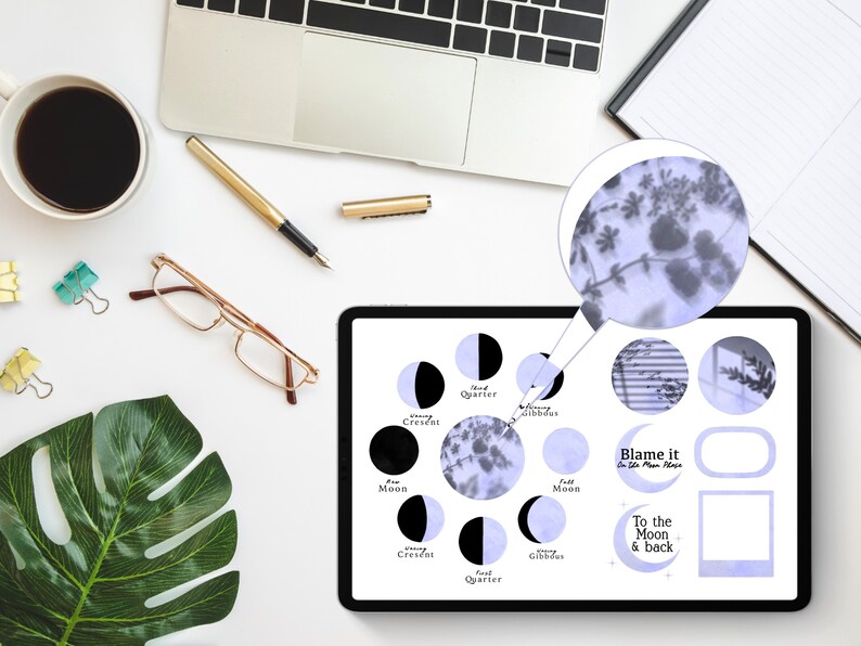 Moon Phases Digital Stickers Set - Goodnotes, PNG, Pre-cropped - Etsy