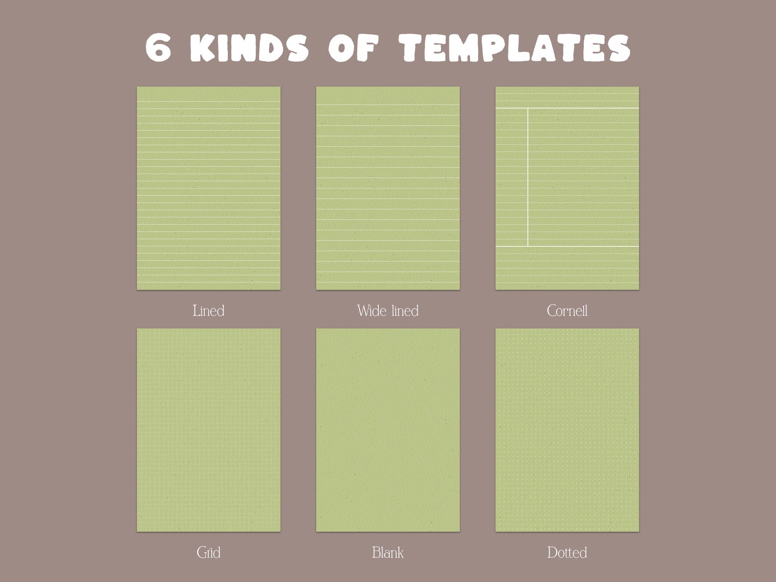 Textured Green Digital Notes Template - Printable, A4, US Letter ...