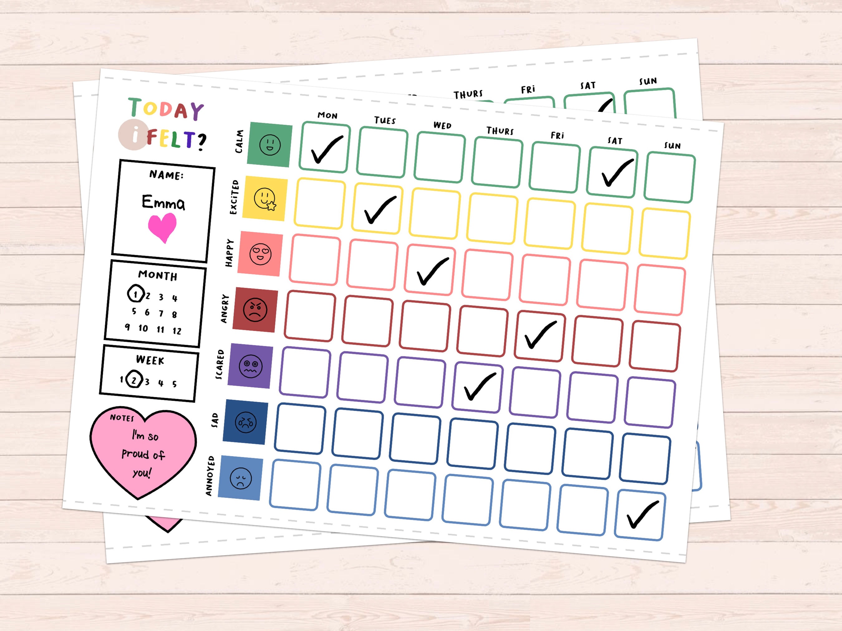 Kids Mood Tracker Printable Weekly A4 US Letter Sizes PDF - Etsy Canada