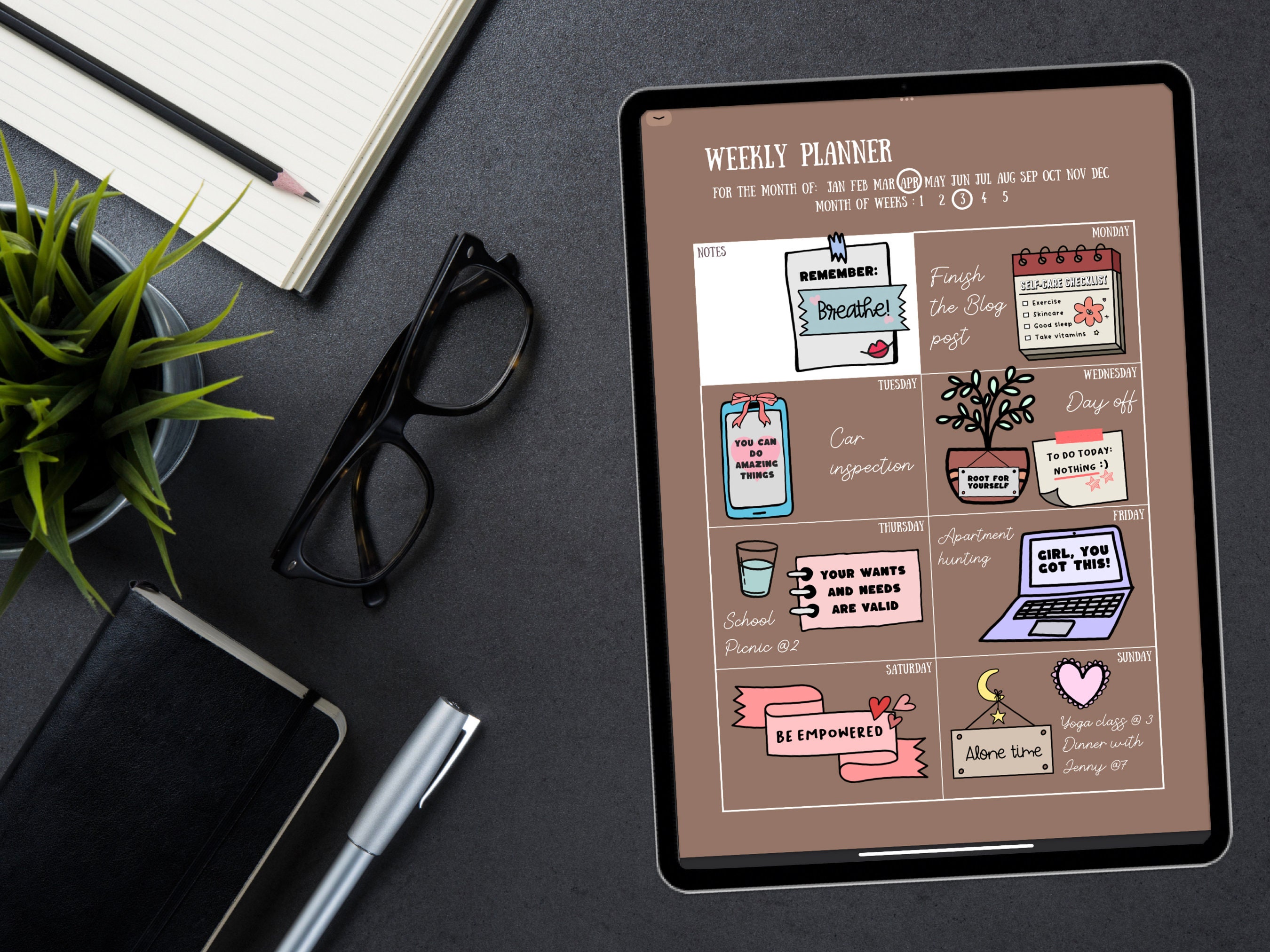 Self Care Digital Stickers Bundle Goodnotes PNG Instant - Etsy