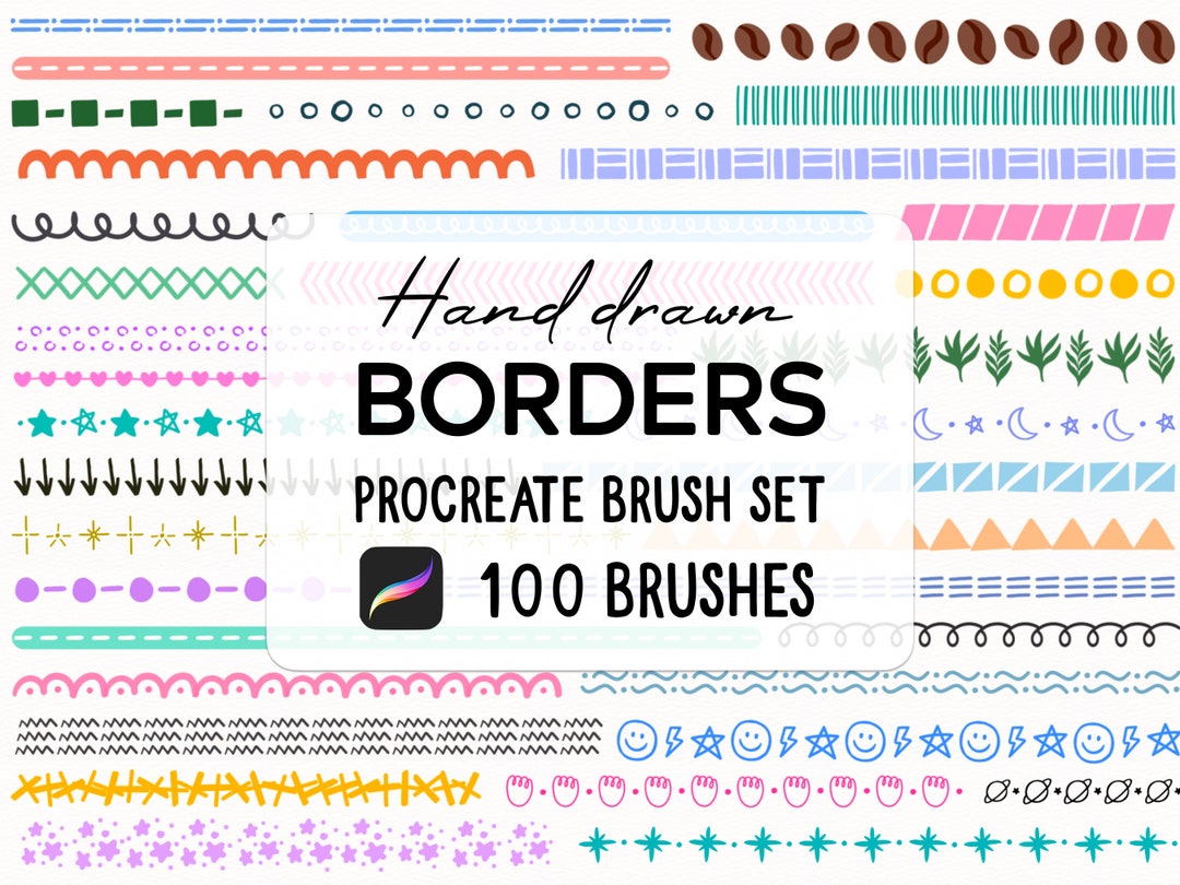 Hand Drawn Border & Divider Lines Procreate Brush Set - Etsy