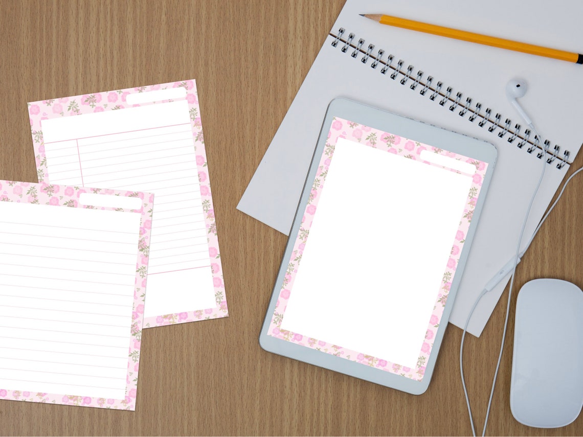 Aesthetic Flower Digital Notes Template Printable A4 US | Etsy