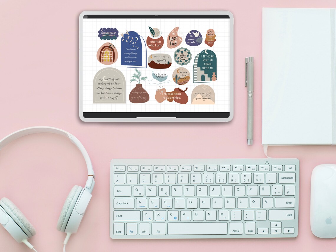 Boho Positive Affirmation Digital Stickers Set Goodnotes - Etsy