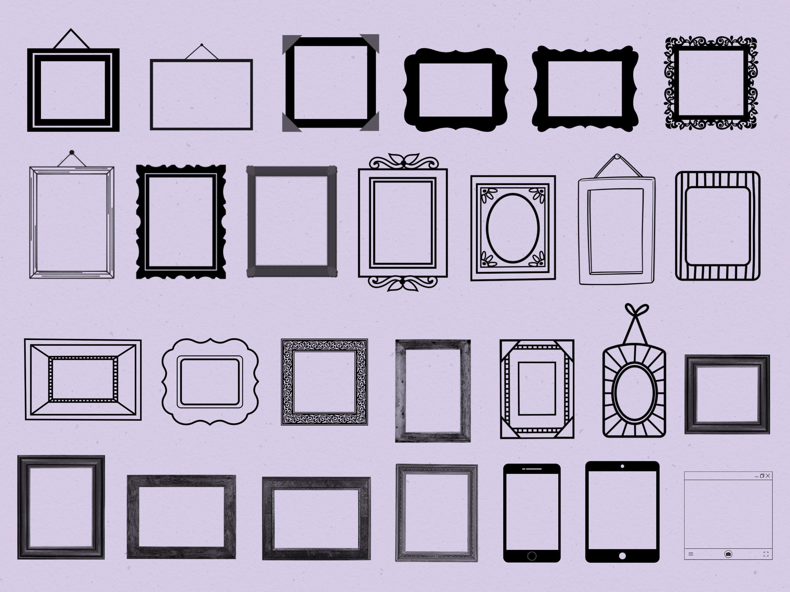 100 Photo Frames & Films Procreate Stamp Brush Set - Etsy