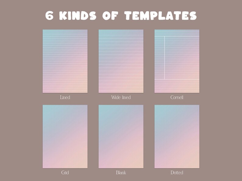 Gradient Digital Notes Template Printable A4 US Letter - Etsy