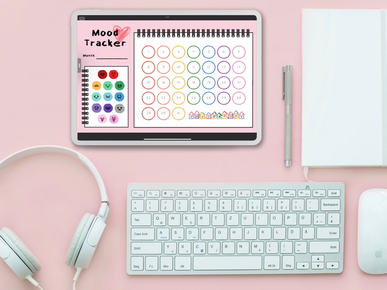 Digital Monthly Mood Tracker With Pre-cropped Emoji Stickers ...