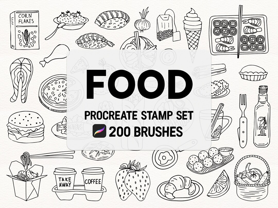 Food and Drinks Procreate Stamp Brush Set - Etsy