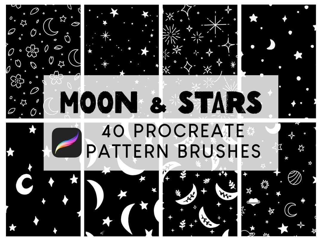 Seamless Moon & Star Patterns Procreate Brush Set - Etsy UK
