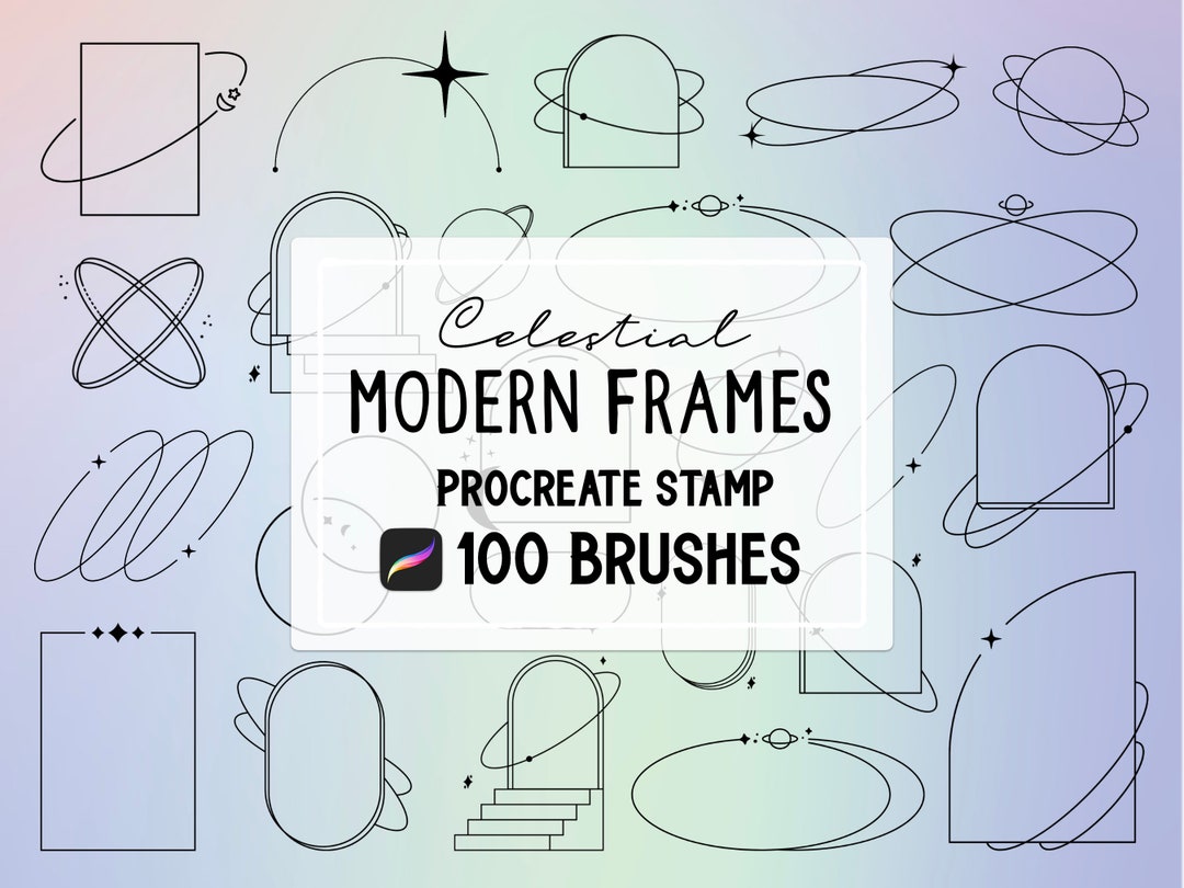 Celestial Modern Line Frames Procreate Stamp Brush Set - Etsy