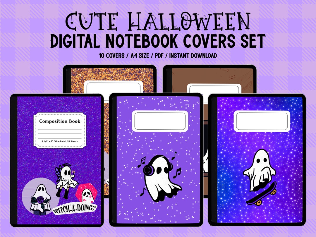 Glitter Halloween Ghost Digital Notebook Covers: Goodnotes, PDF ...