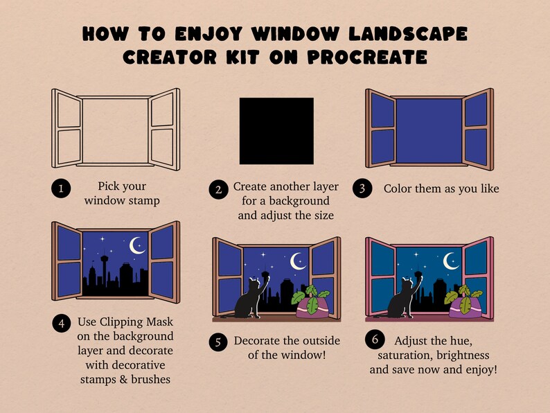 Window Landscape Creator Procreate Stamp Brush Set - Etsy