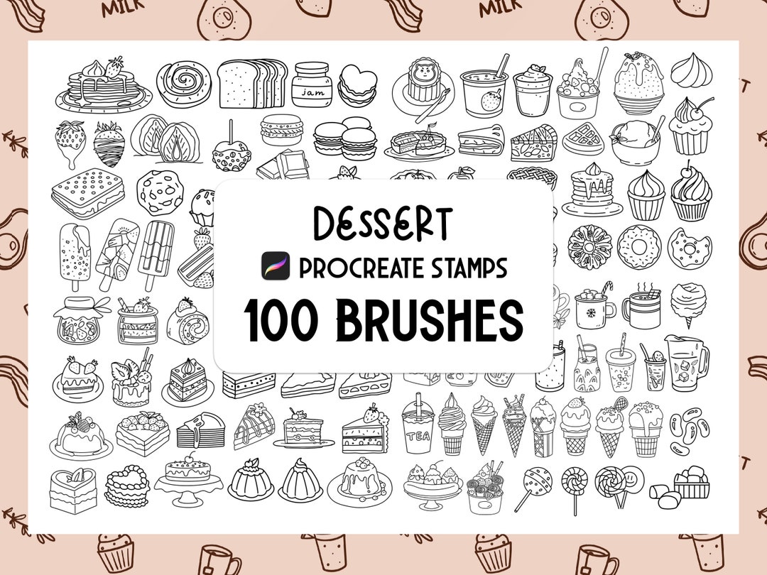 100 Dessert Procreate Stamp Brush Set - Etsy