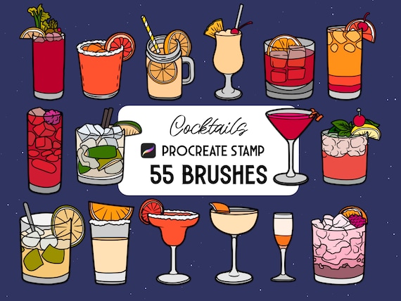 Cocktails Party Drink Procreate Stamp Brush Set - Etsy