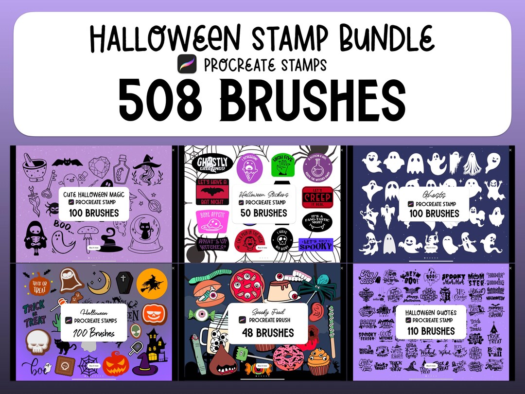 Halloween Procreate Stamp Brush Set Bundle - Etsy