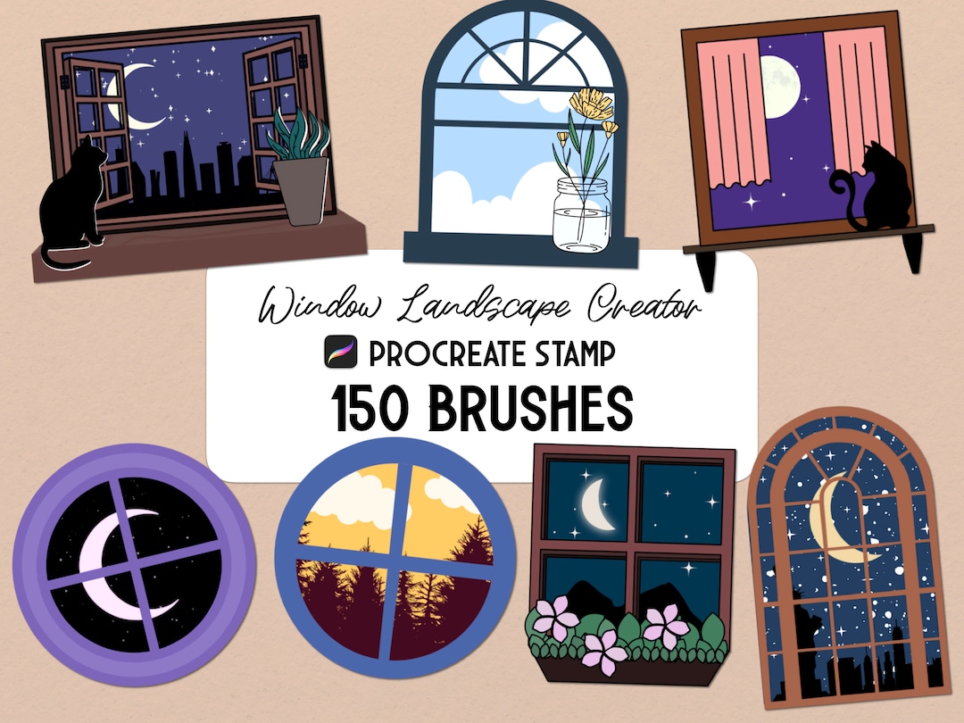 Window Landscape Creator Procreate Stamp Brush Set - Etsy