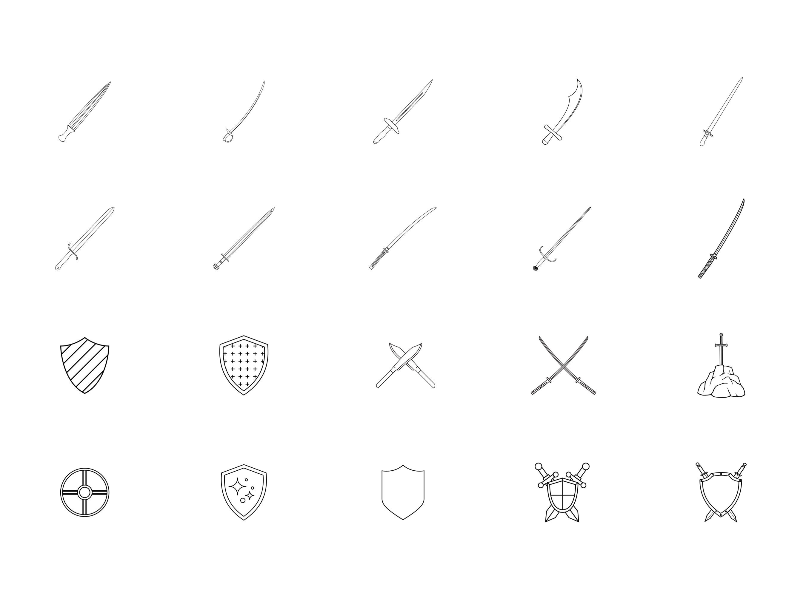 Swords Daggers and Shields Procreate Stamp Brush Set - Etsy Australia