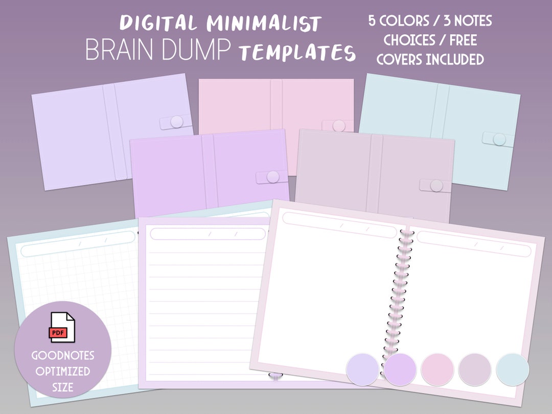 Digital Minimalist Brain Dump Templates Pastel Sets - Etsy