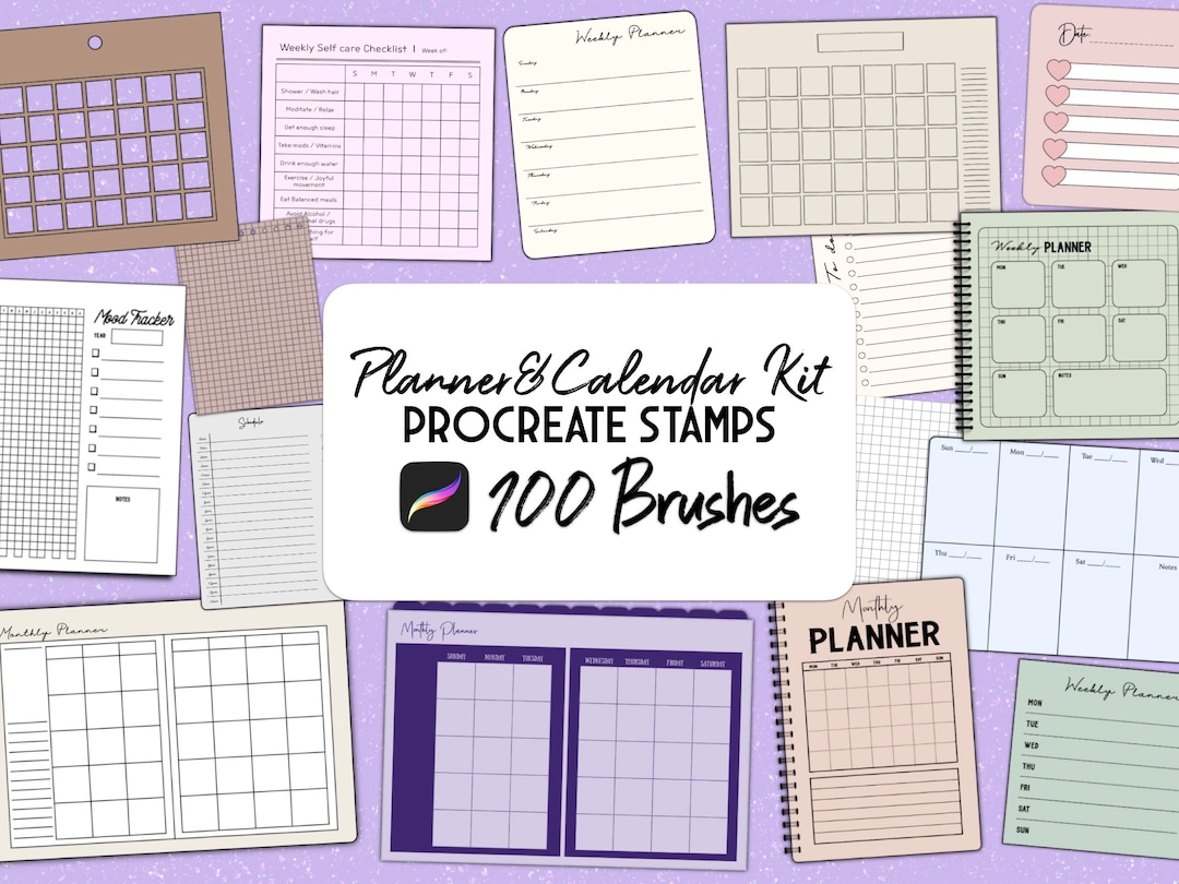 Digital Planners & Calendar Procreate Stamp Brush Set 2 - Etsy