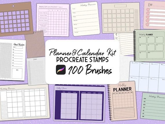 Digital Planners & Calendar Procreate Stamp Brush Set 2 - Etsy