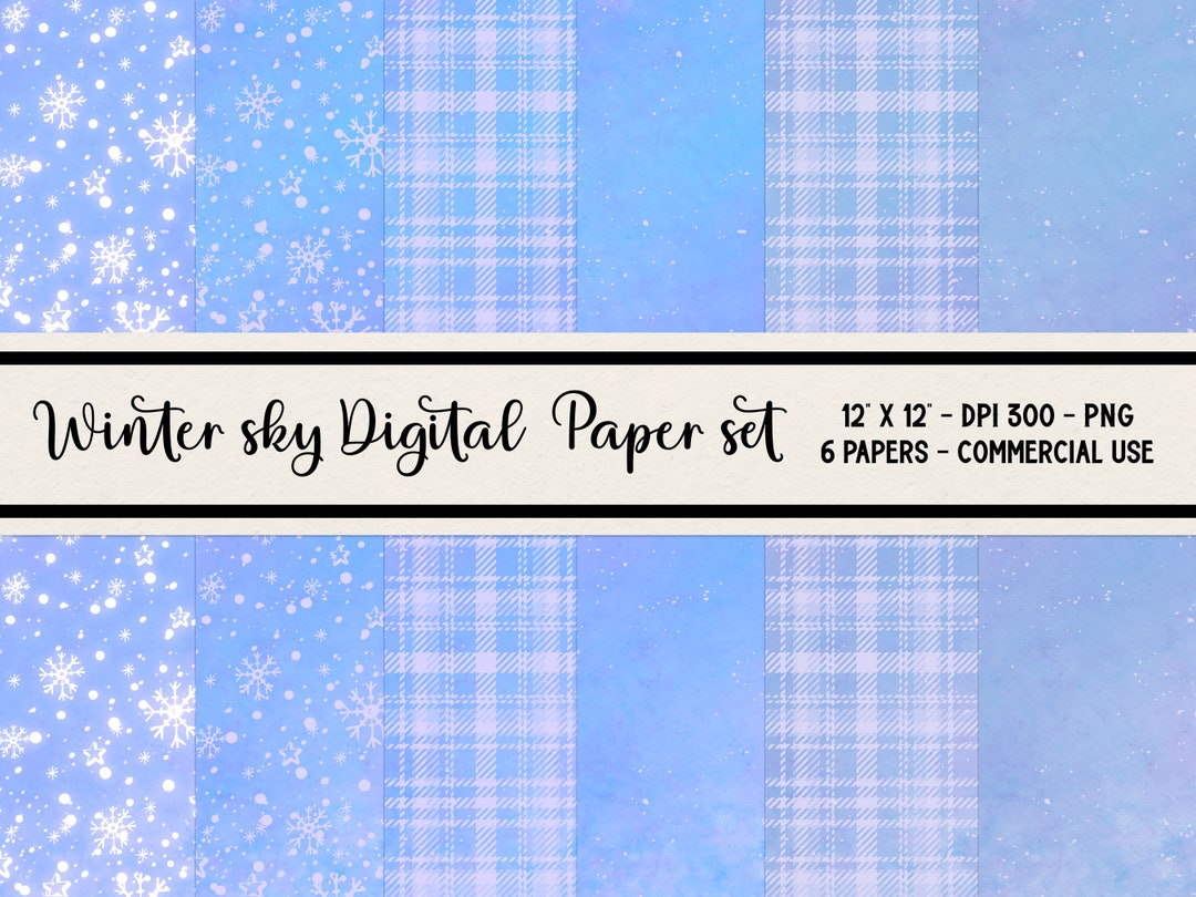 Dreamy Winter Sky Digital Paper Set - Commercial Use, Instant Download ...