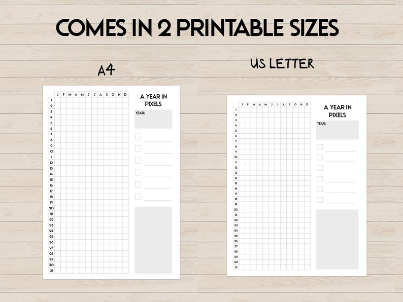 A Year in Pixels Printable Template - A4, Letter, PDF, Mood Tracker ...