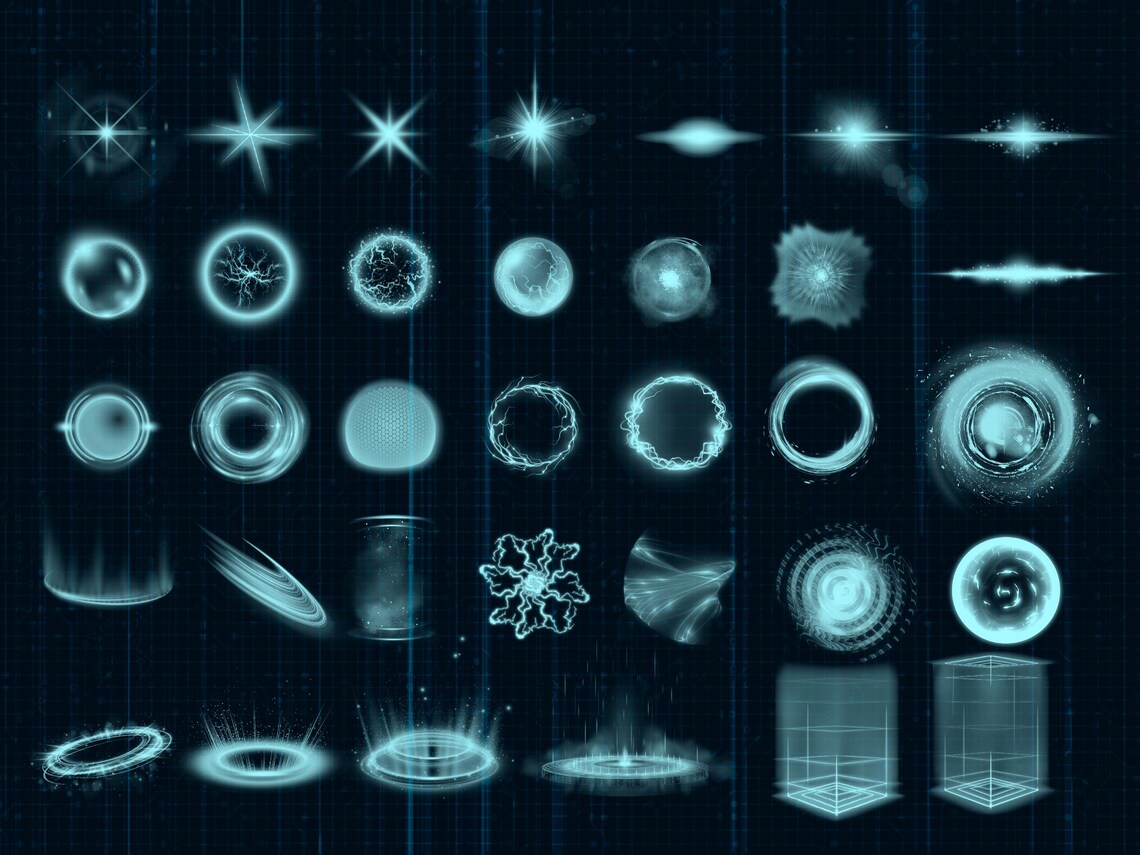Cyber Light Futuristic Technology Procreate Stamp Brush Set - Etsy