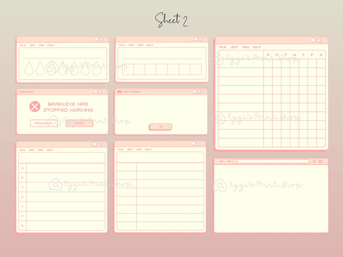 Aesthetic Computer Pop up Stickers Set - Etsy