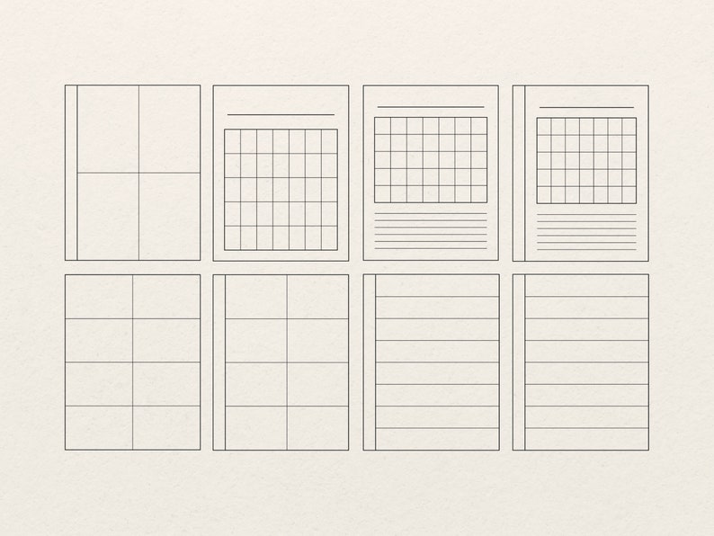 US Letter Ratio Note Templates Procreate Stamp Brush Set - Etsy