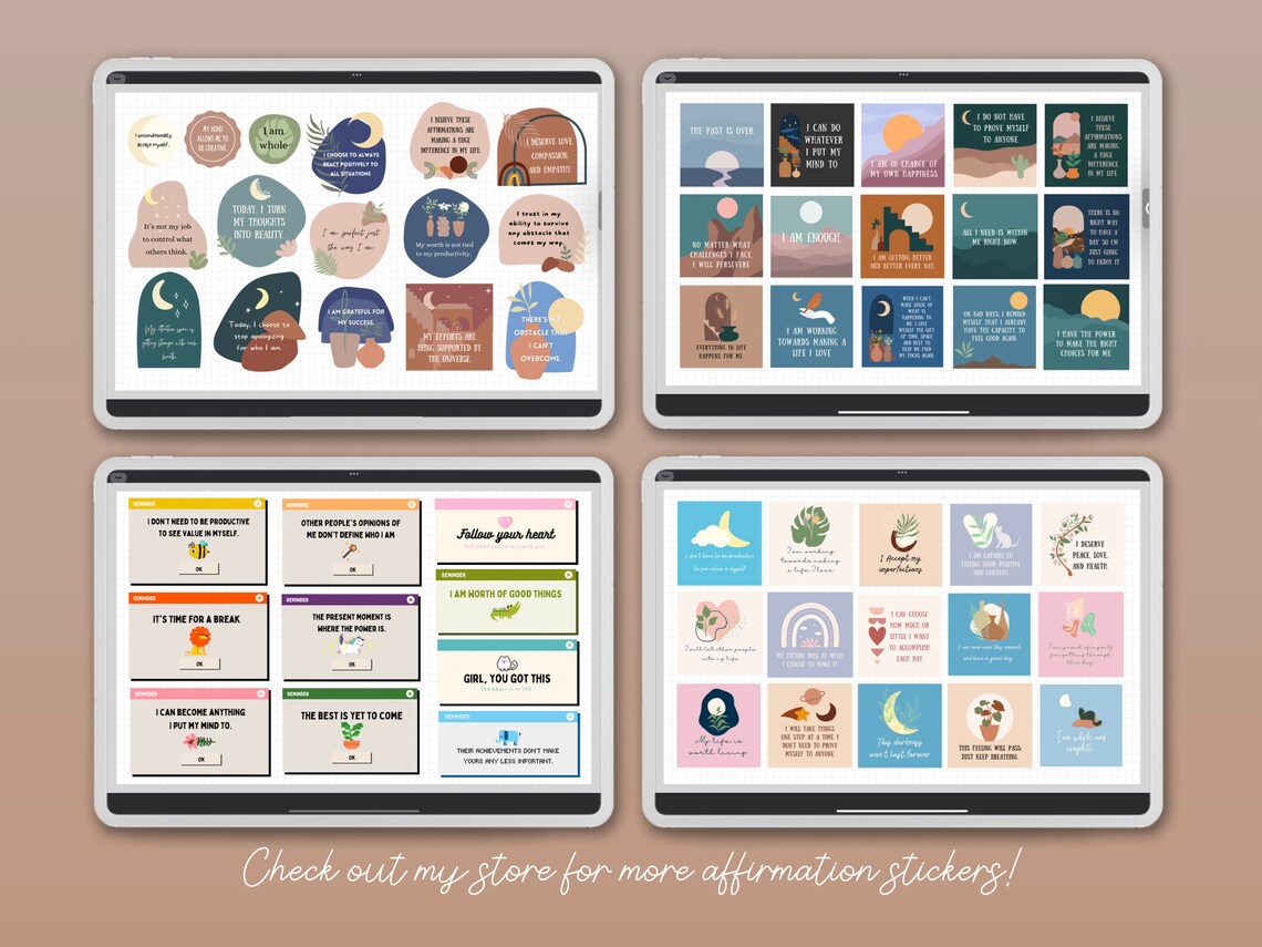 Boho Positive Affirmation Digital Stickers Set Goodnotes - Etsy