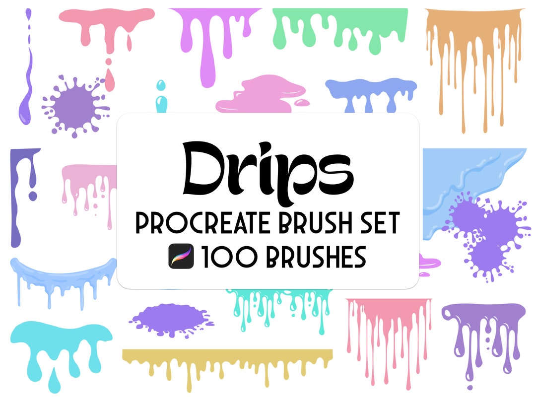 Drip Procreate Stamp Brush Set, Paint, Watercolor, Dripping, Blood ...
