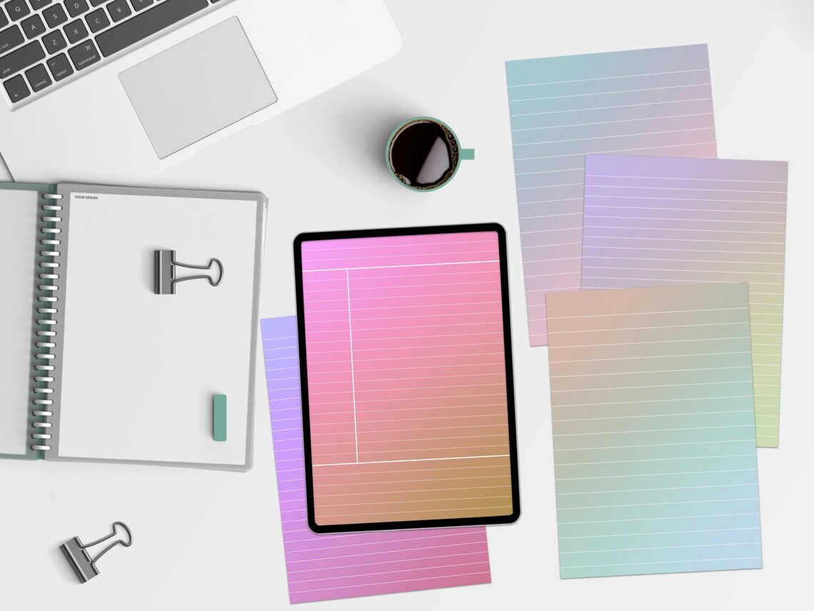 Gradient Digital Notes Template Printable A4 US Letter - Etsy