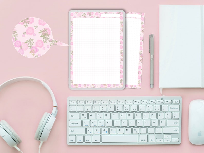 Aesthetic Flower Digital Notes Template Printable A4 US - Etsy