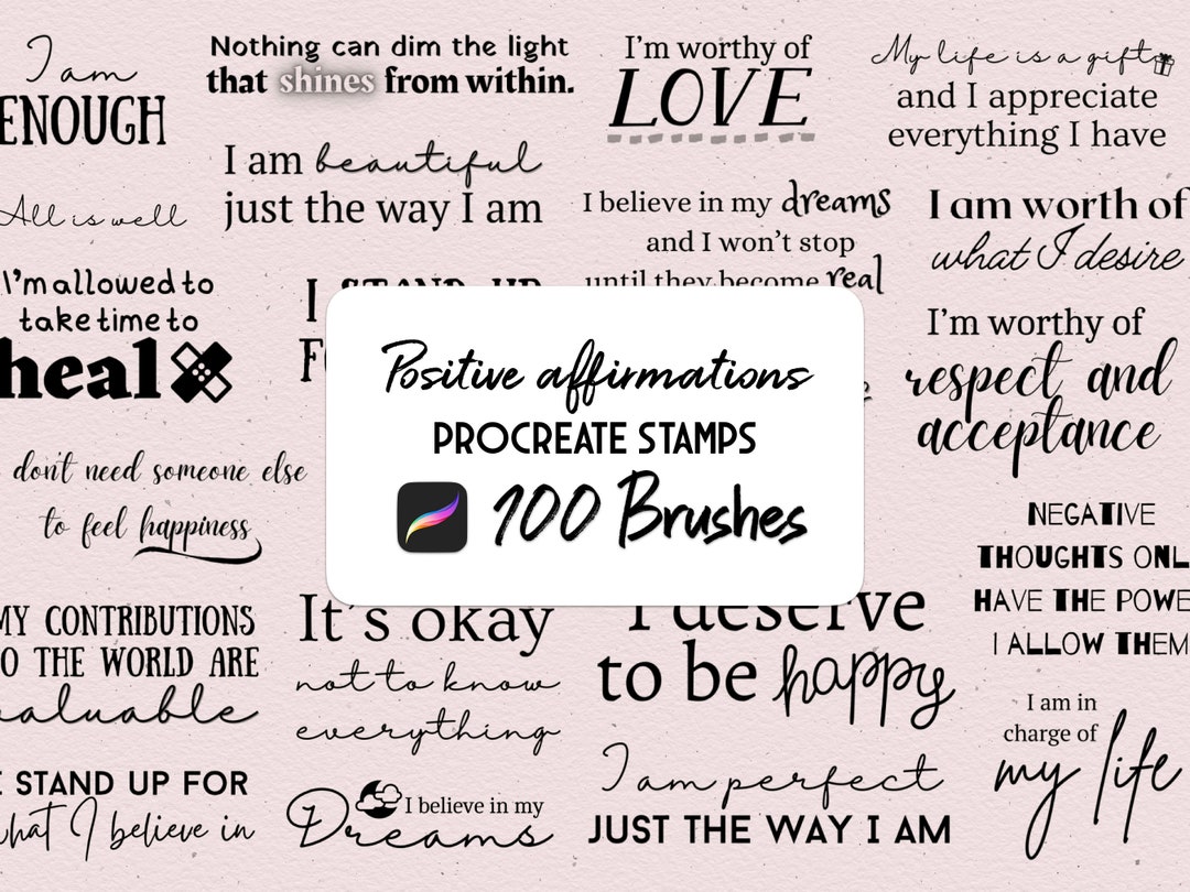 100 Positive Affirmations Procreate Stamp Brush Set - Etsy