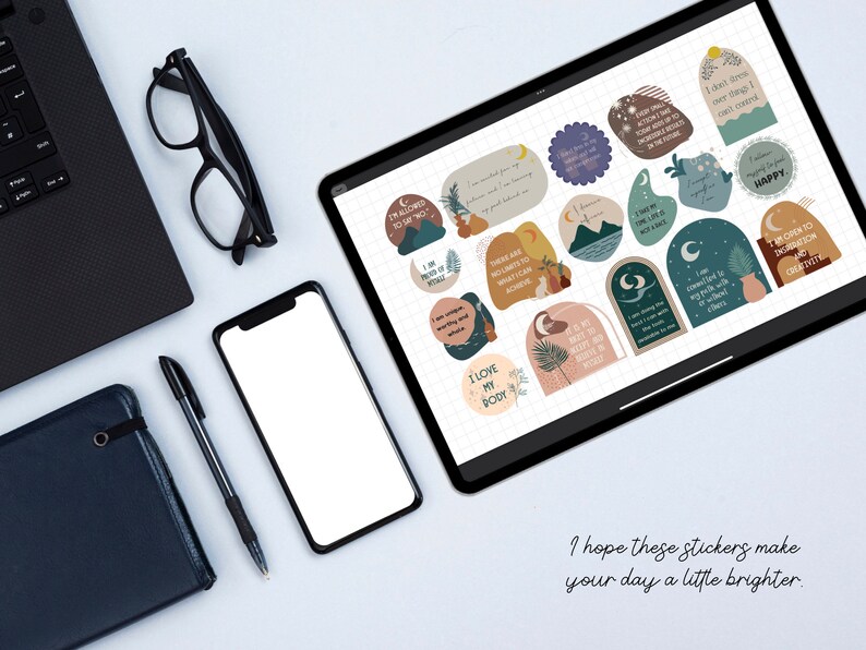 Boho Positive Affirmation Digital Stickers Set Goodnotes - Etsy