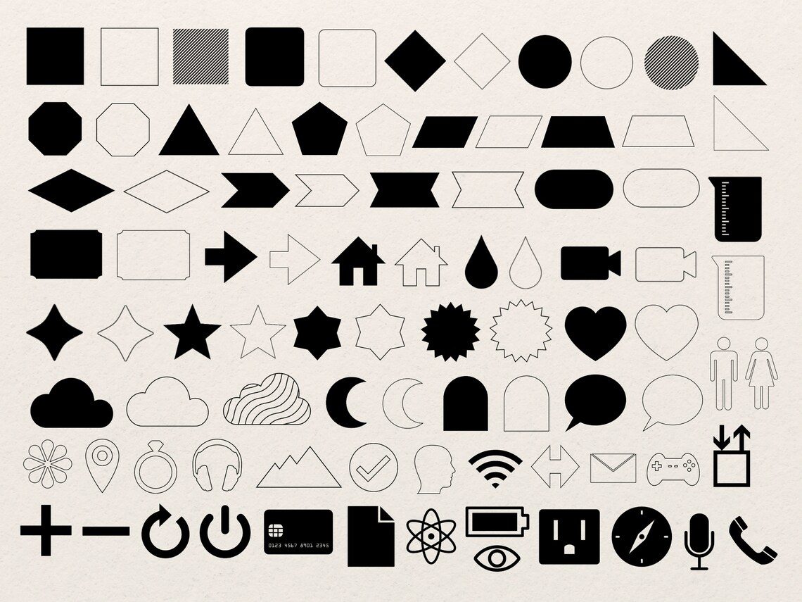 170 Geometric Basic Shape Procreate Stamp Brush Set - Etsy