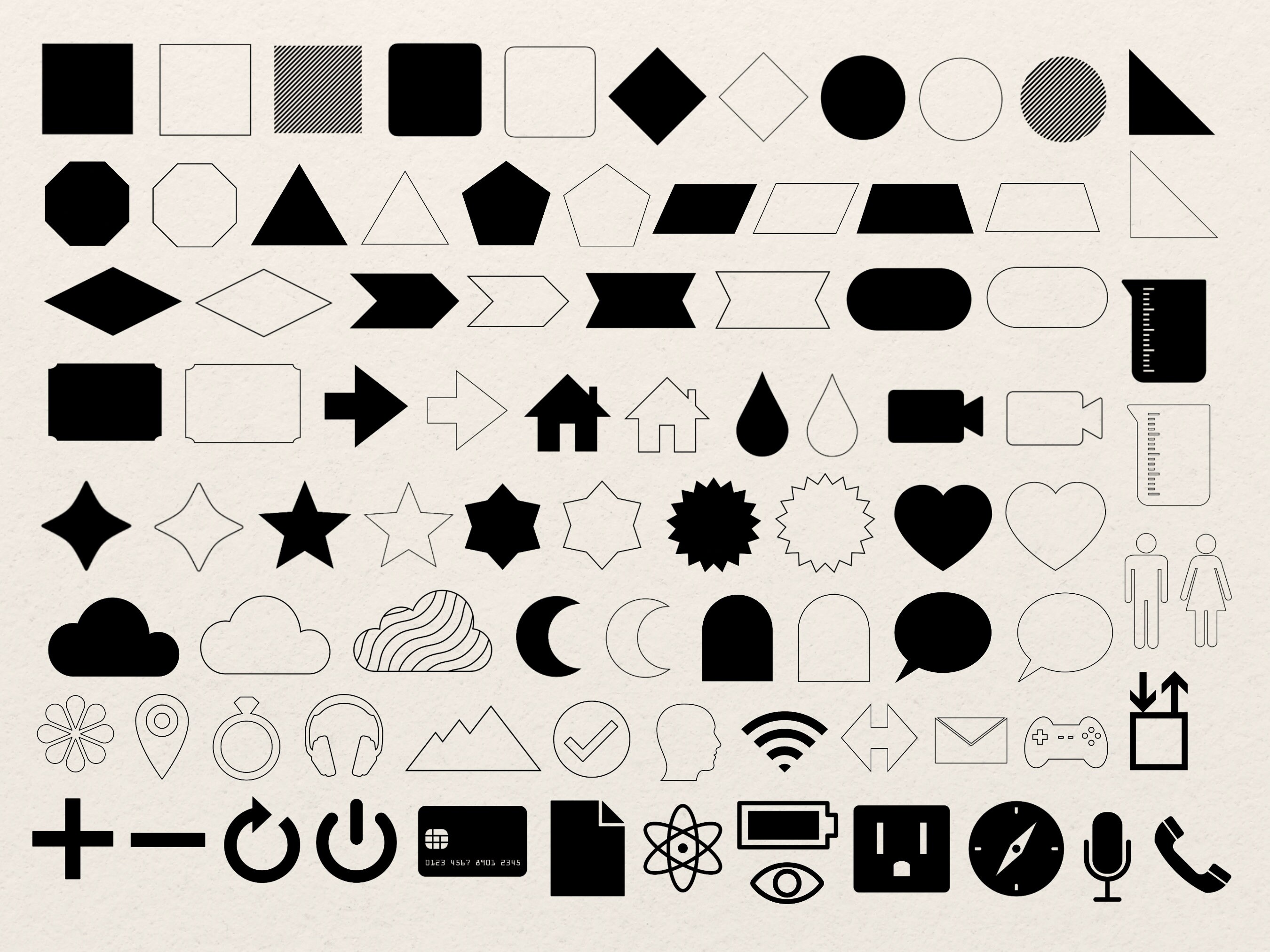 170 Geometric Basic Shape Procreate Stamp Brush Set - Etsy