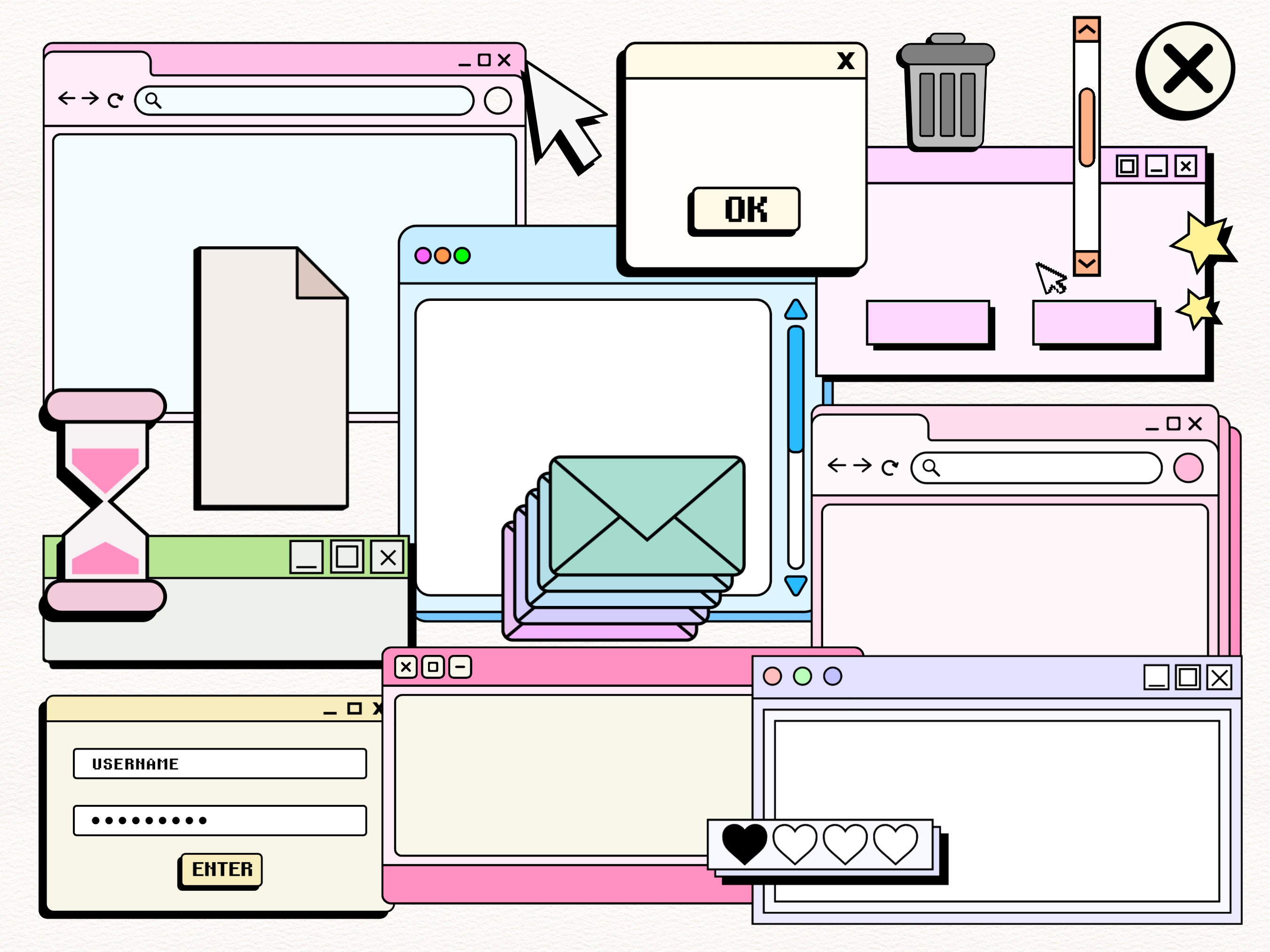 Windows Pop-up UI Procreate Stamp Widget Brush Set - Etsy