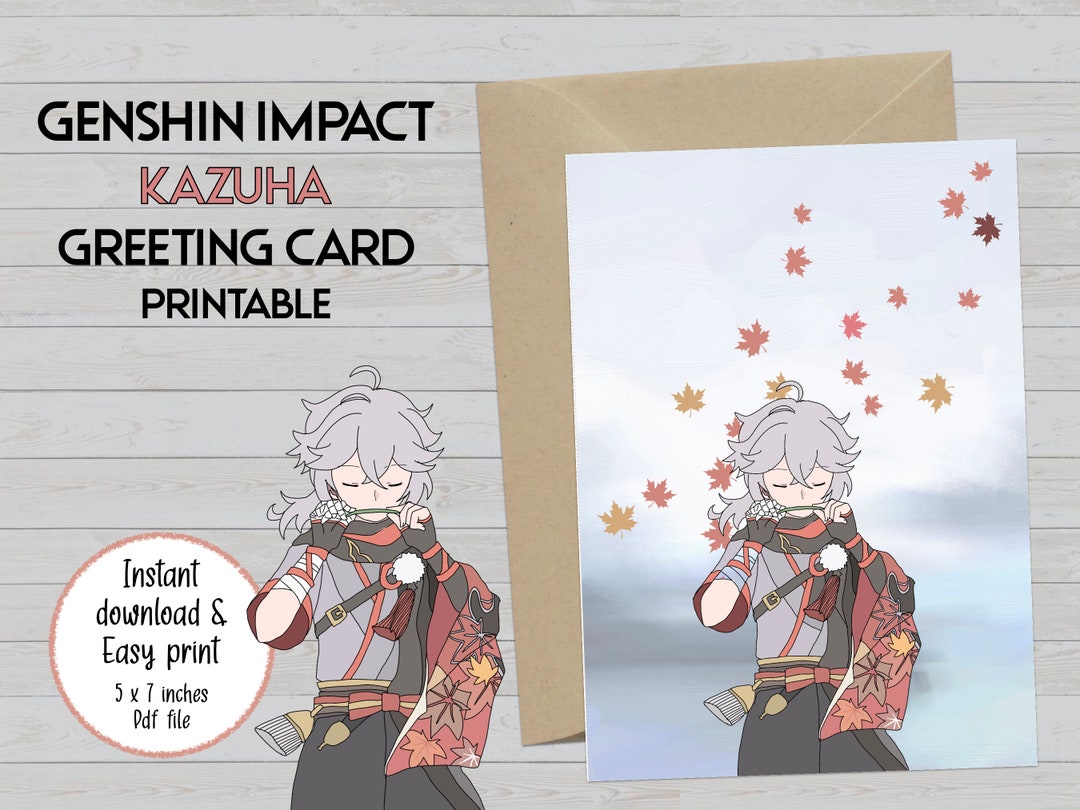 Genshin Impact Kazuha Greeting Card Printable - Etsy