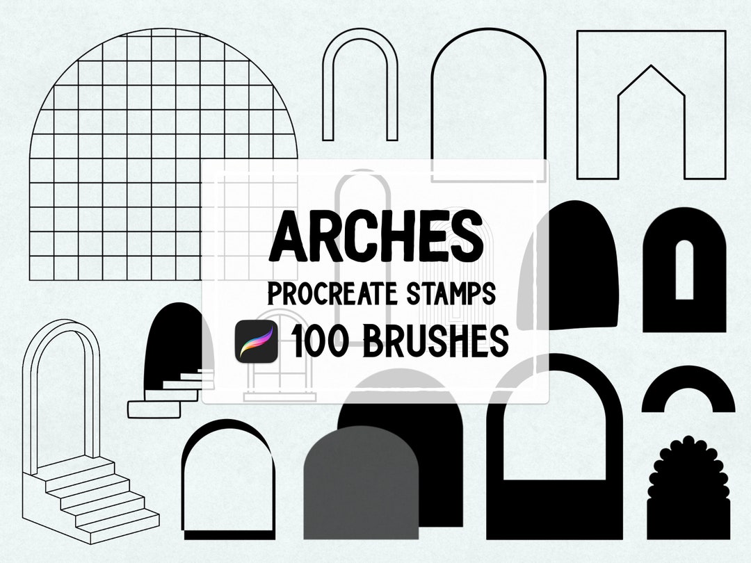 100 Arches Procreate Stamp Brush Set - Etsy