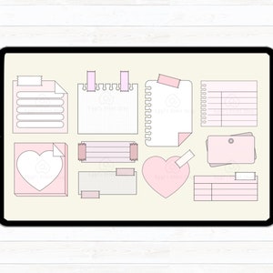 Pink Sticky Notes Digital Stickers Set - Goodnotes File, Individual PNG ...