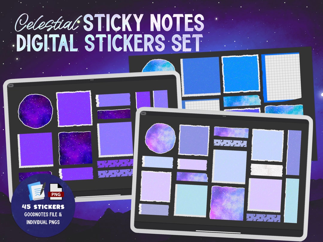 Celestial Digital Stickers Set 3 - Sticky Notes, Washi Tapes, Goodnotes ...