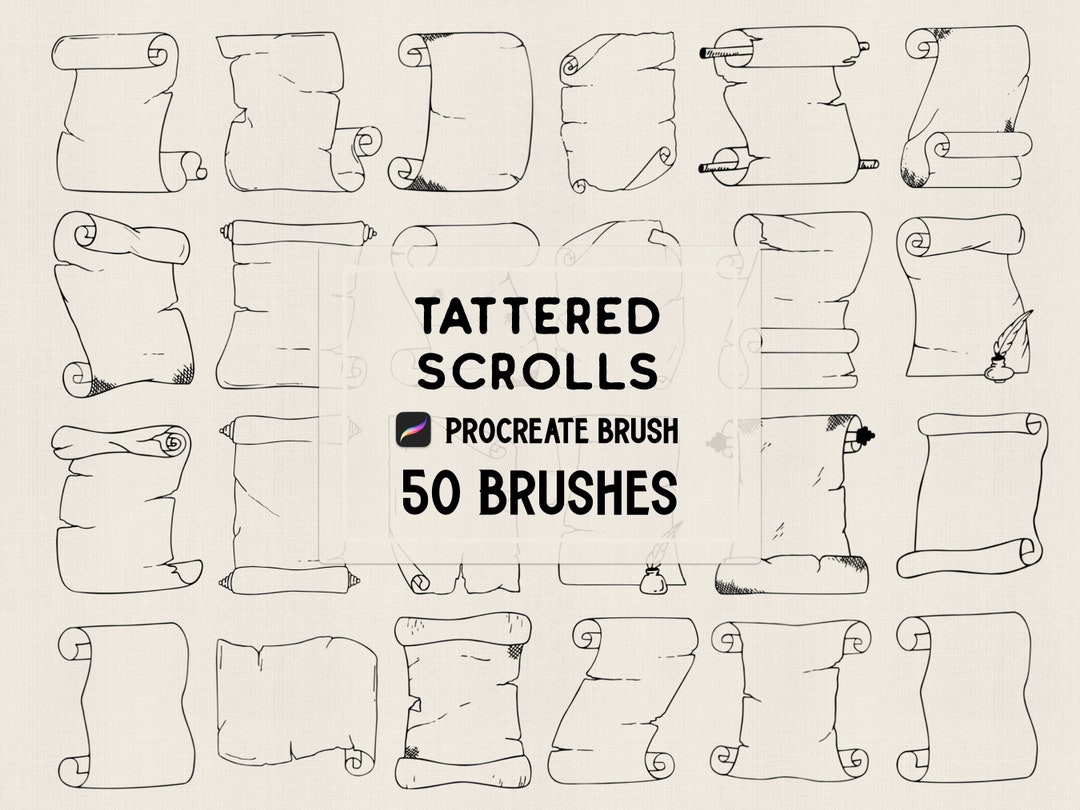Vintage Tattered Scrolls Paper Procreate Stamp Brush Set - Etsy