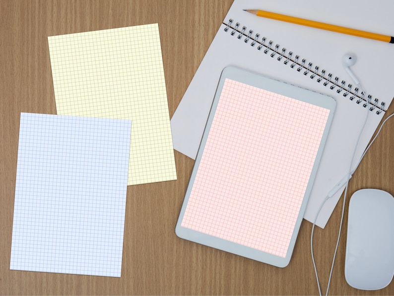 Colored Graph Digital Notes Template - Printable, A4, US Letter ...