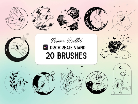 Moon Rabbit Procreate Stamp Brush Set - Etsy