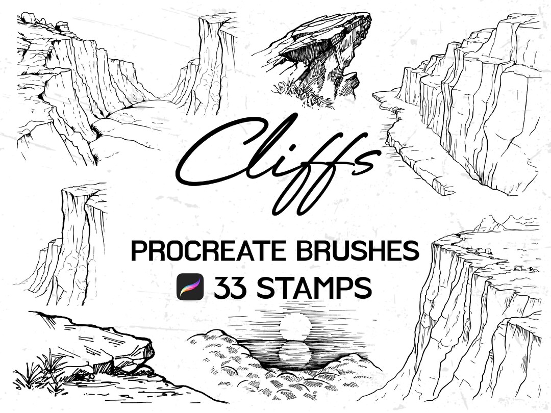 Cliffs Sketch Doodle Procreate Stamp Brush Set - Etsy