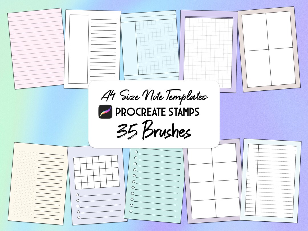 A4/A5 Ratio Note Templates Procreate Stamp Brush Set - Etsy