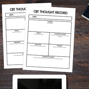 CBT Journal Thought Record Cognitive Behaviour Therapy, Mental Health ...