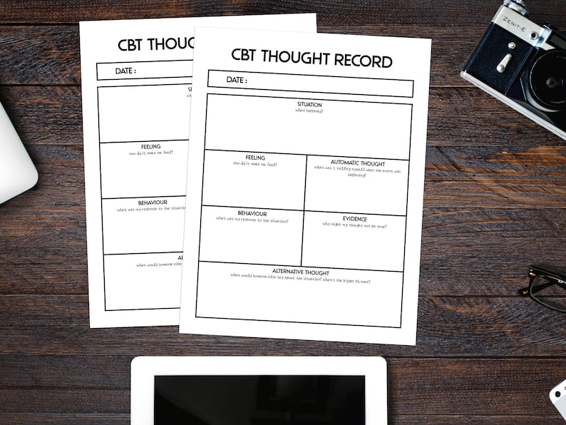 CBT Journal Thought Record Cognitive Behaviour Therapy - Etsy
