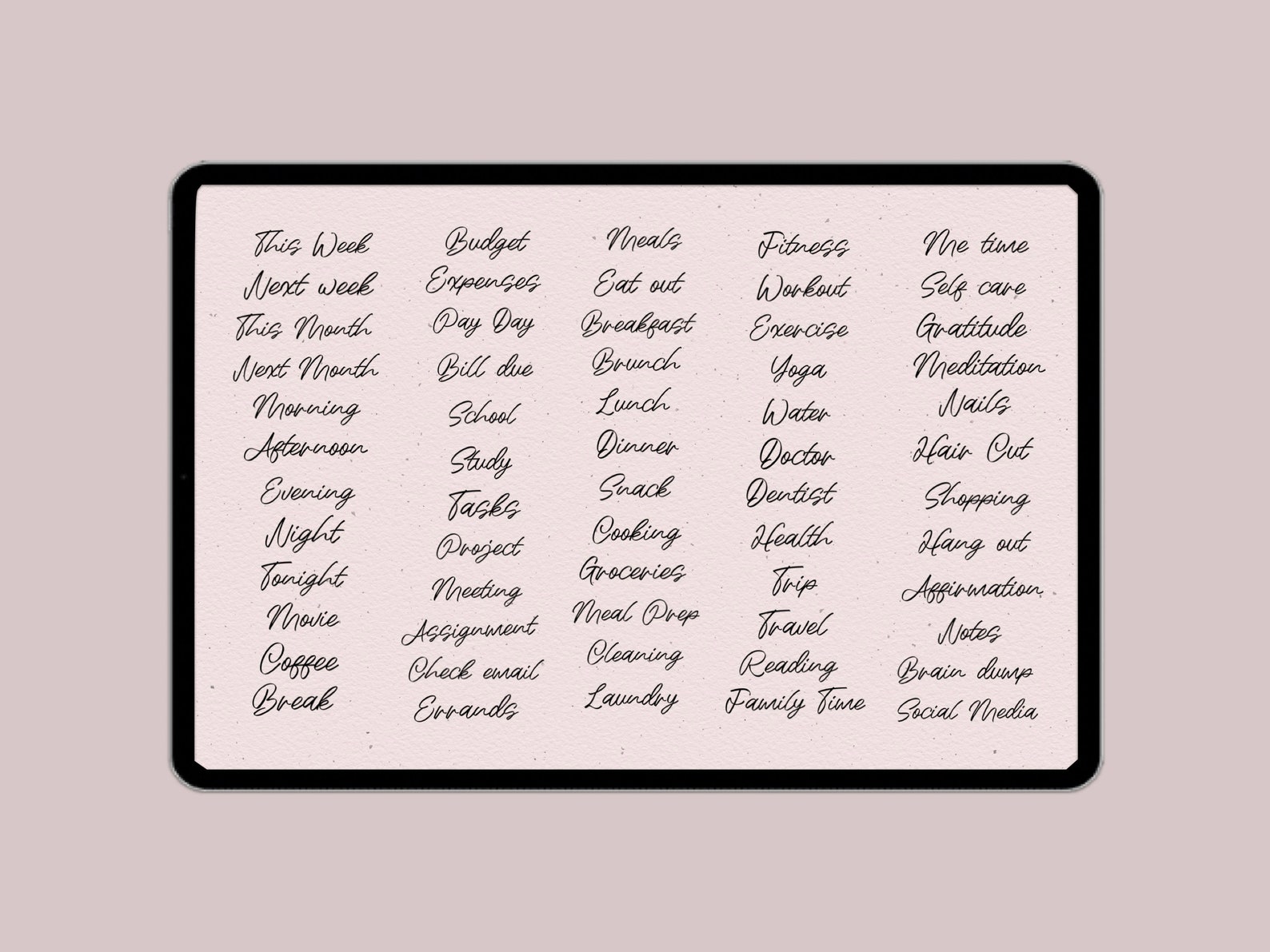 Planner Word & Sticky Notes Digital Stickers Set Png - Etsy